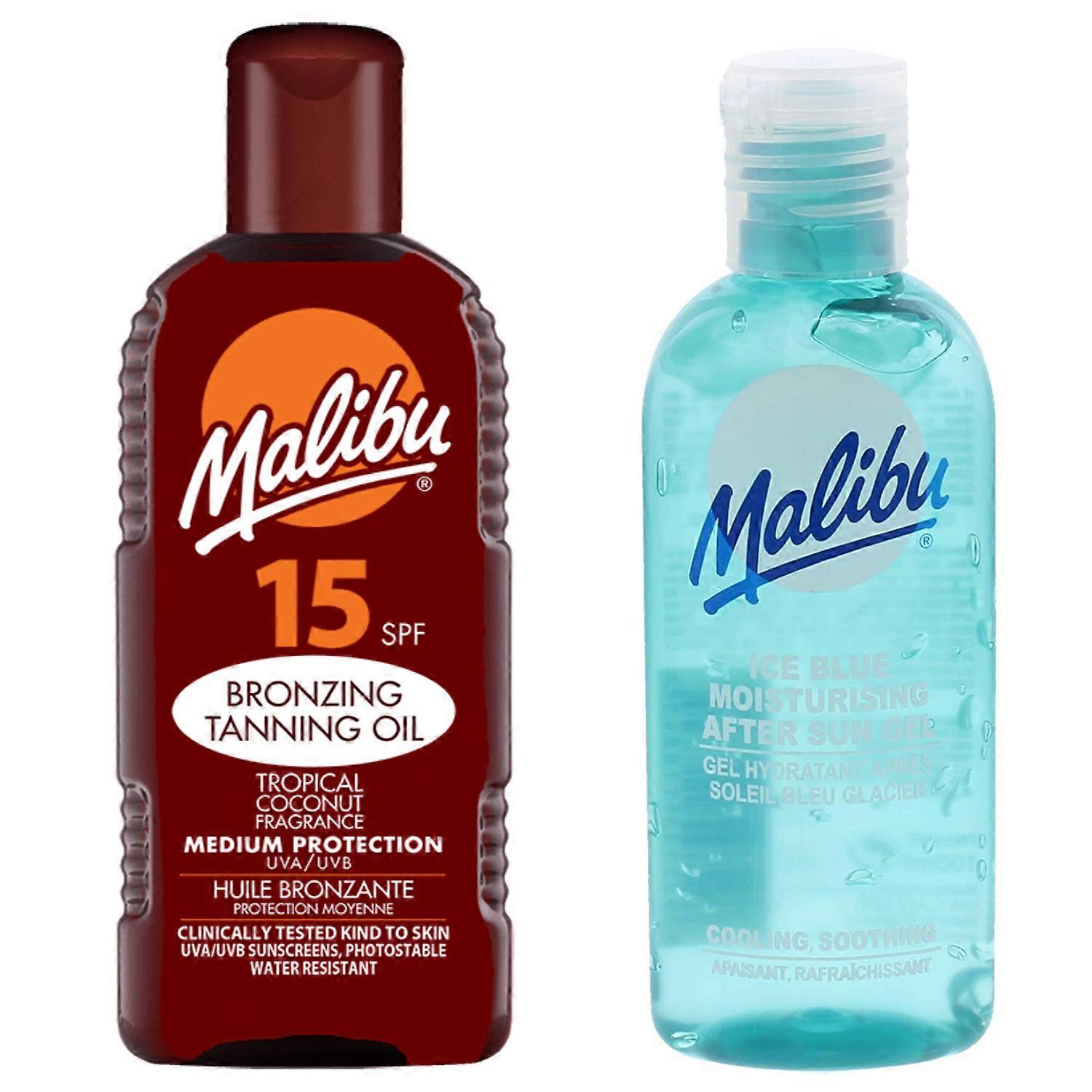 Malibu Sun Oil SPF15 200ml + Gel after sunbathing 100ml | Fruugo UK