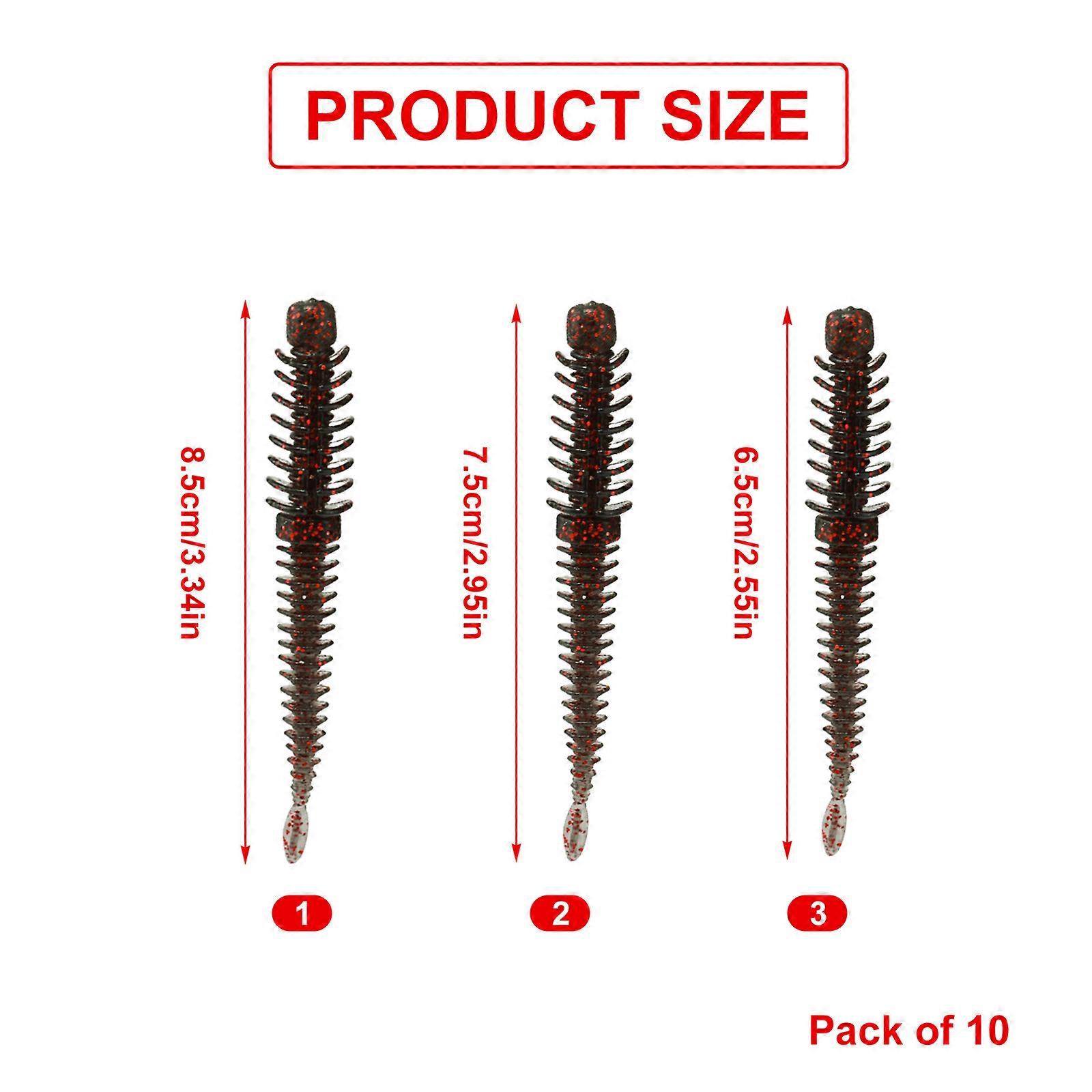 10pcs Soft Lures Worm Artificial Baits Wobblers 8.5/7.5/6.5cm Floating ...