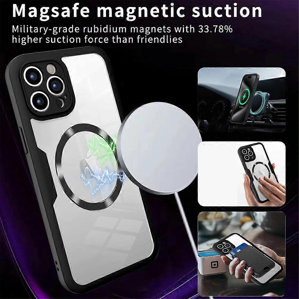 Magnetic For Magsafe 360 Full Body Front+Back Clear Case For iPhone 16 ...