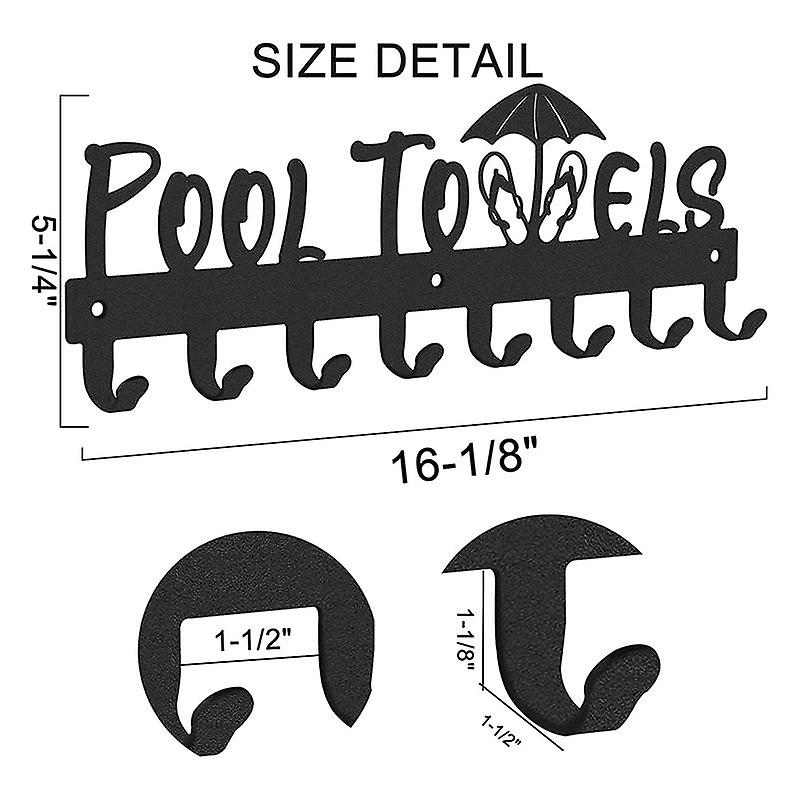 Pool Towel Rack with 8 Hooks, Towel Holder Wall Mounted for Outdoor or ...