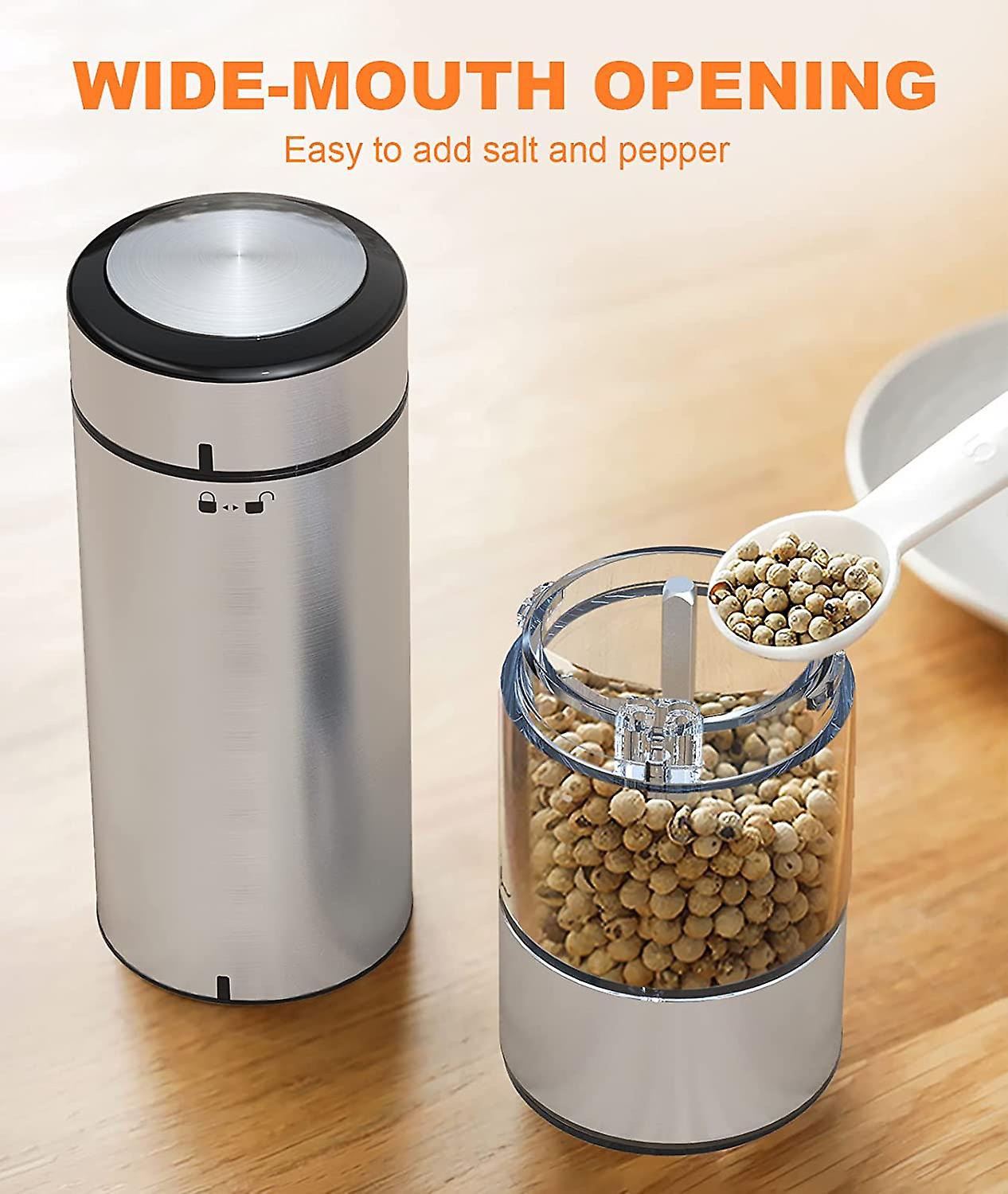 Electric Salt and Pepper Grinder Kit, Automatic Stainless Steel Pepper ...