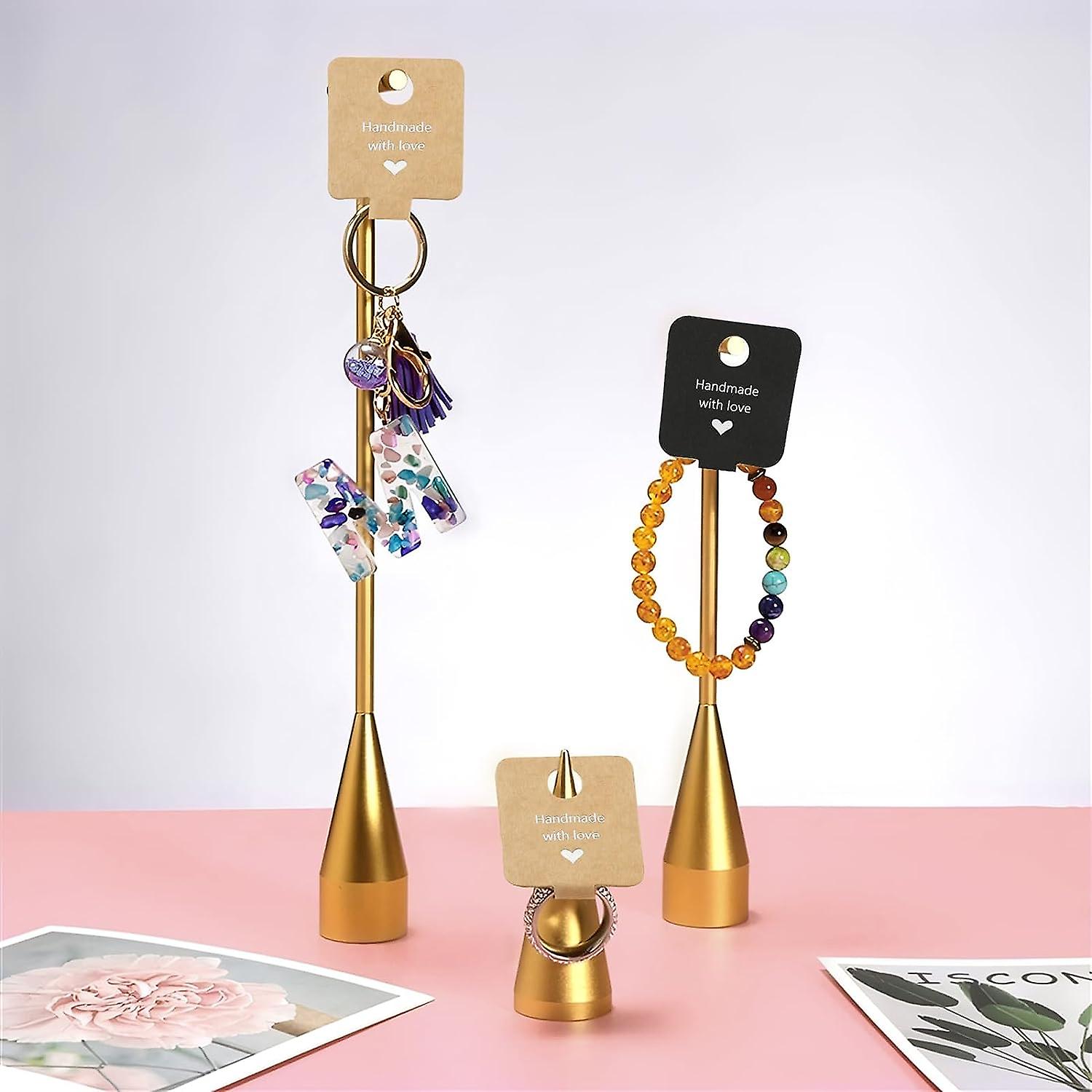 100 Pack selvklæbende halskæde Display Cards, Armbånd Display Kort med huller Kraftpapir smykker ...