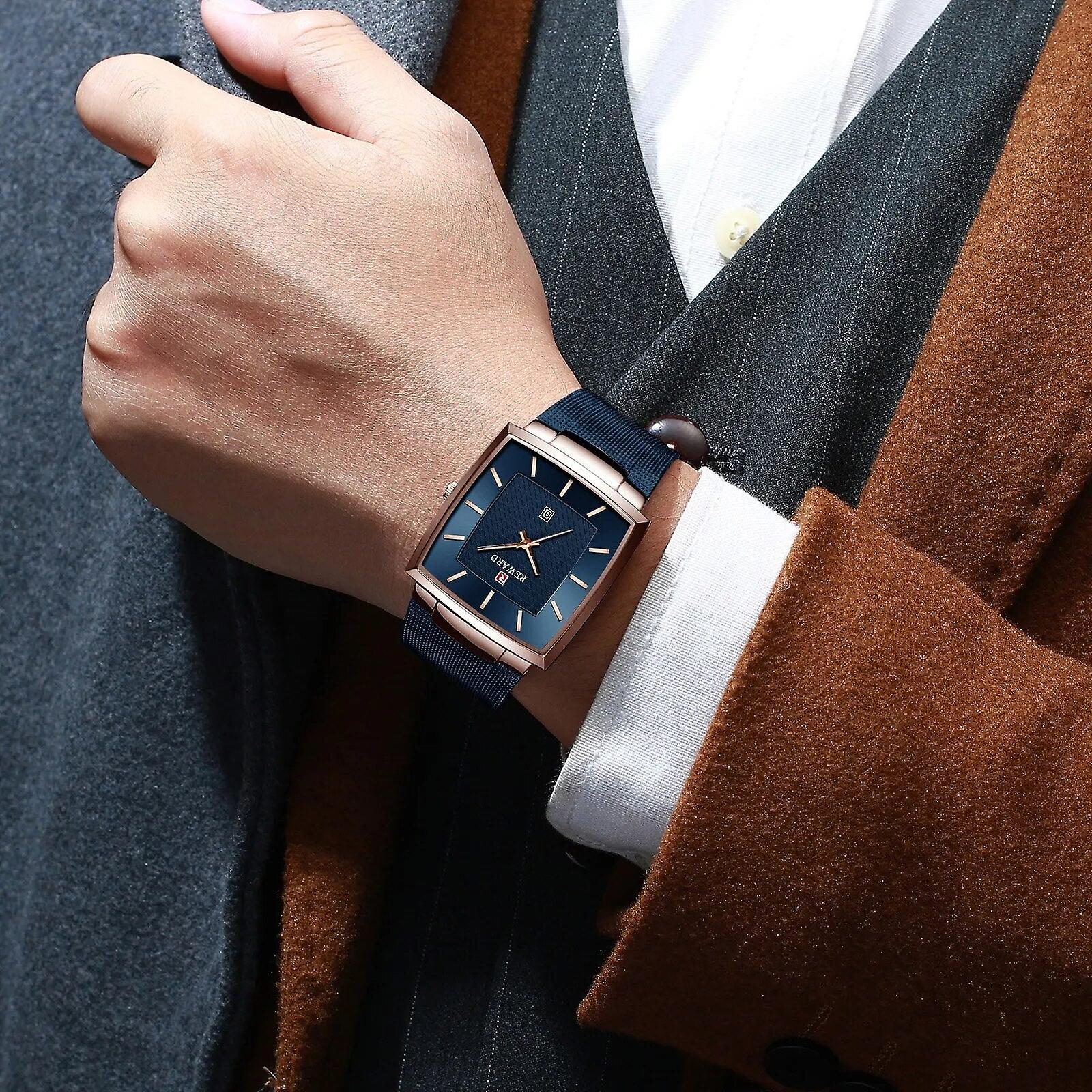 Belöning Fyrkantig Klocka För Män Mode Affärsarmbandsur Med Seiko ...