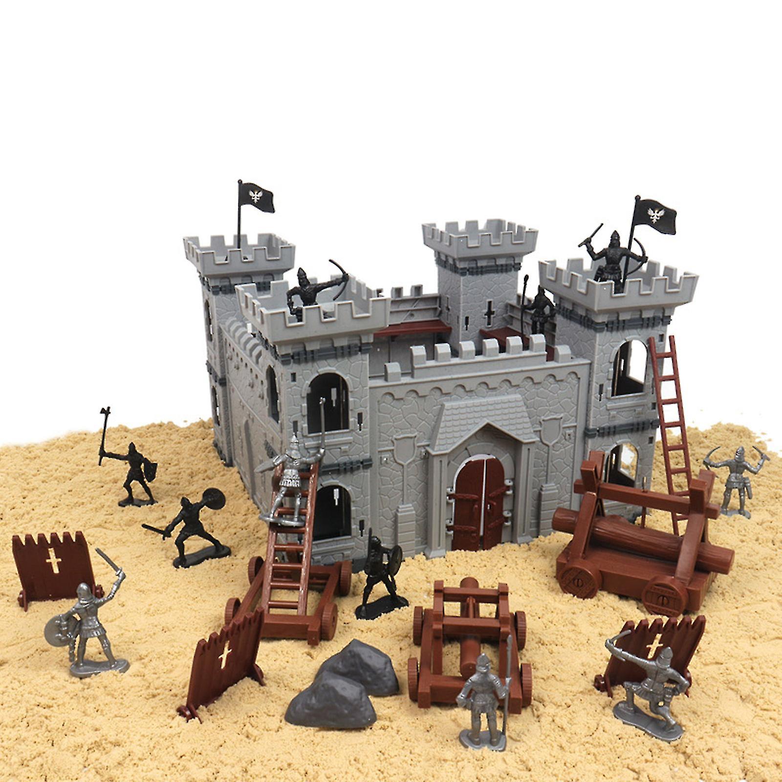 Diy Castle Building Medieval Times Military Fort Model Kit With Figures ...