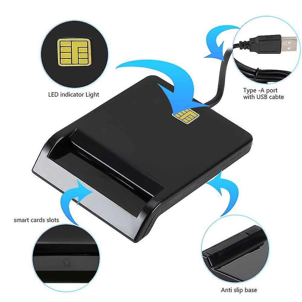 Usb 2.0 Smart Id Card Reader For Sd Atm Cac Tf Bank Card Sim Card ...