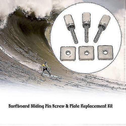3 Surfboard Longboard Sliding Fin Screw & Fin Plate Replacement Kit For ...
