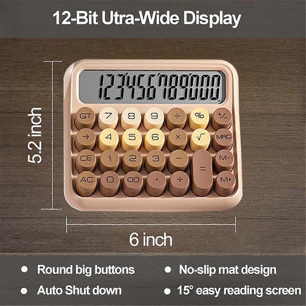 Desktop 12 Digit Cute Calculator, Mechanical Switch Design, Large LCD Display Big Button ...