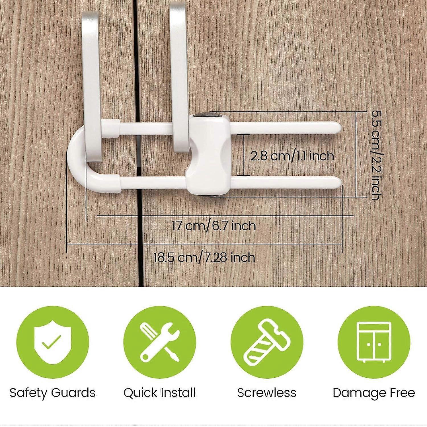 Pack of 4 Child Safety Locks for Cupboards and Drawers, No-Drill Baby ...