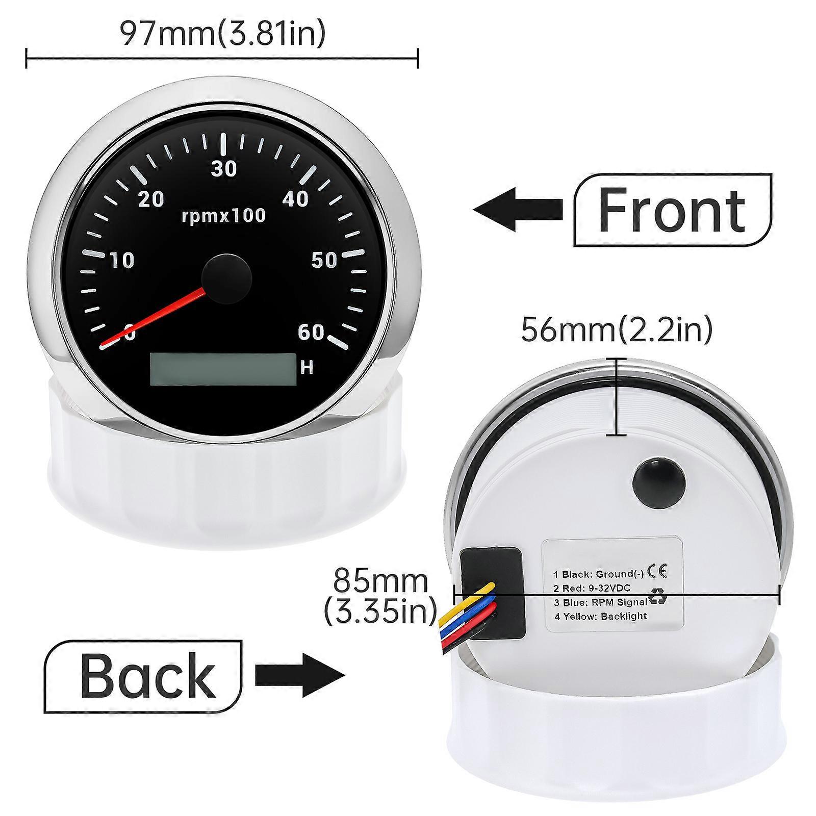 RPM Gauge 8000rpm 6000rpm 3K-8K 85MM Diesel Engine Tachometer REV ...