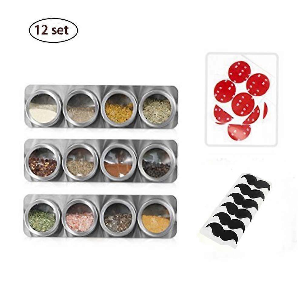 12 Wall Mounted Magnetic Spice Tins with Labels - Organize Spices ...