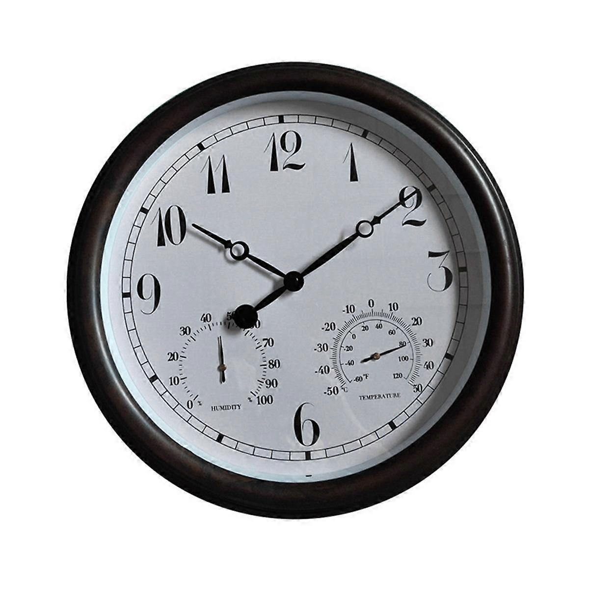 15 Inch Outdoor Waterproof Wall Clock with Temperature and Humidity ...