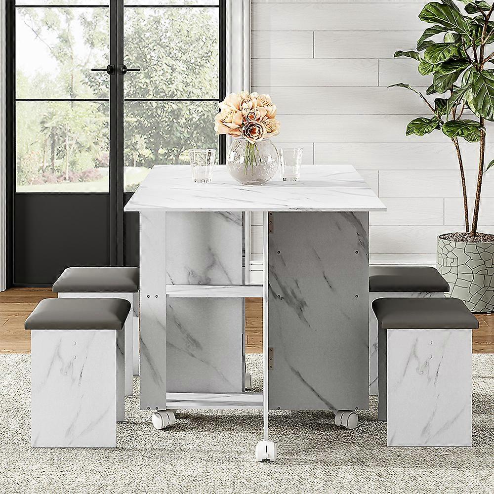 Versatile Expandable Dining Table Set - Drop-Leaf Table with Storage ...