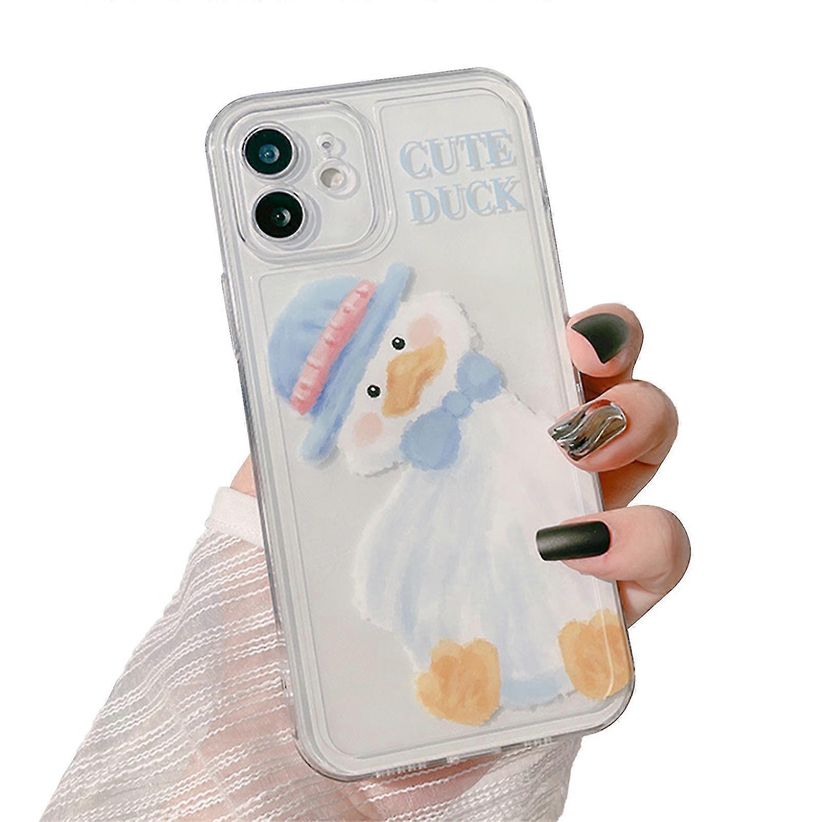 Cute Cartoon Duck Iphone 12 Case - Blue Lovely Anti-fall Soft Phone ...