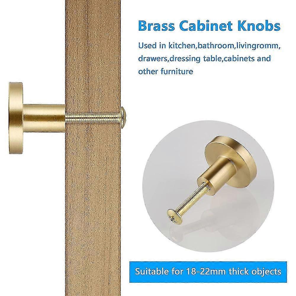 6pcs Round Cabinet Knobs, Solid Brass Drawer Knob, Cabinet Pull Handle, Gold Cupboard Door Knob ...