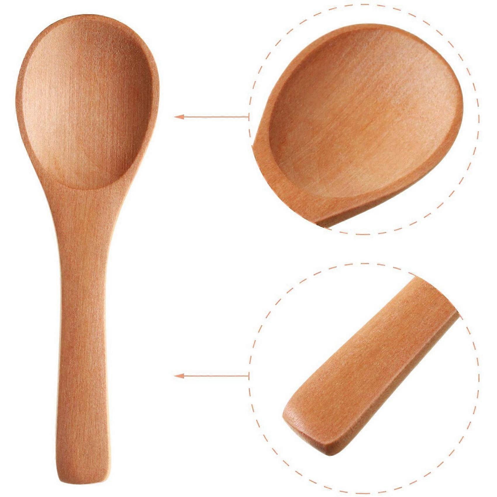 50 Pcs Small Wooden Spoons Mini Tasting Spoons Condiments Salt Spoons ...