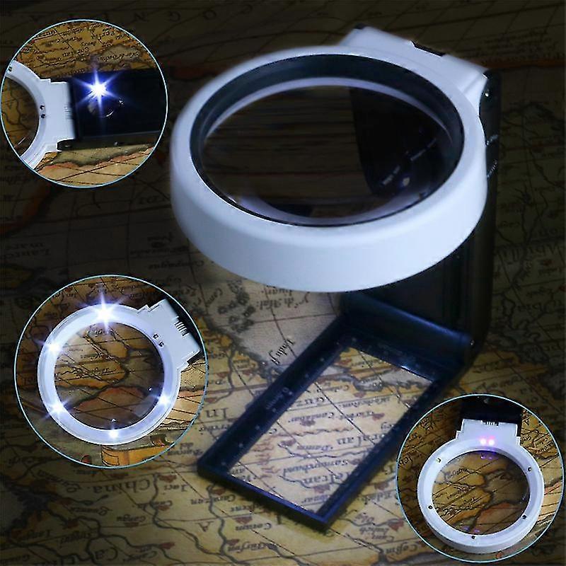 30x 40x Magnifying Glass With Light And Stand, Foldable Handheld ...