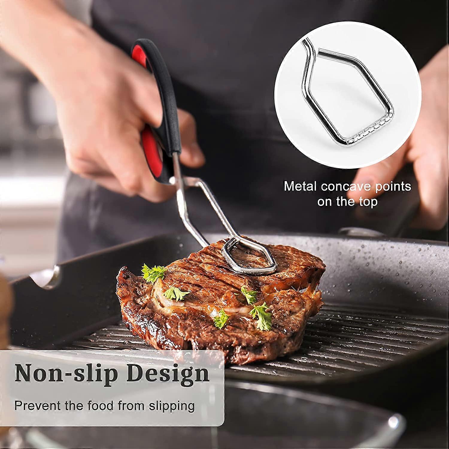 Cooking Scissors Tongs, 11" Stainless Steel Kitchen Tongs with Comfort ...