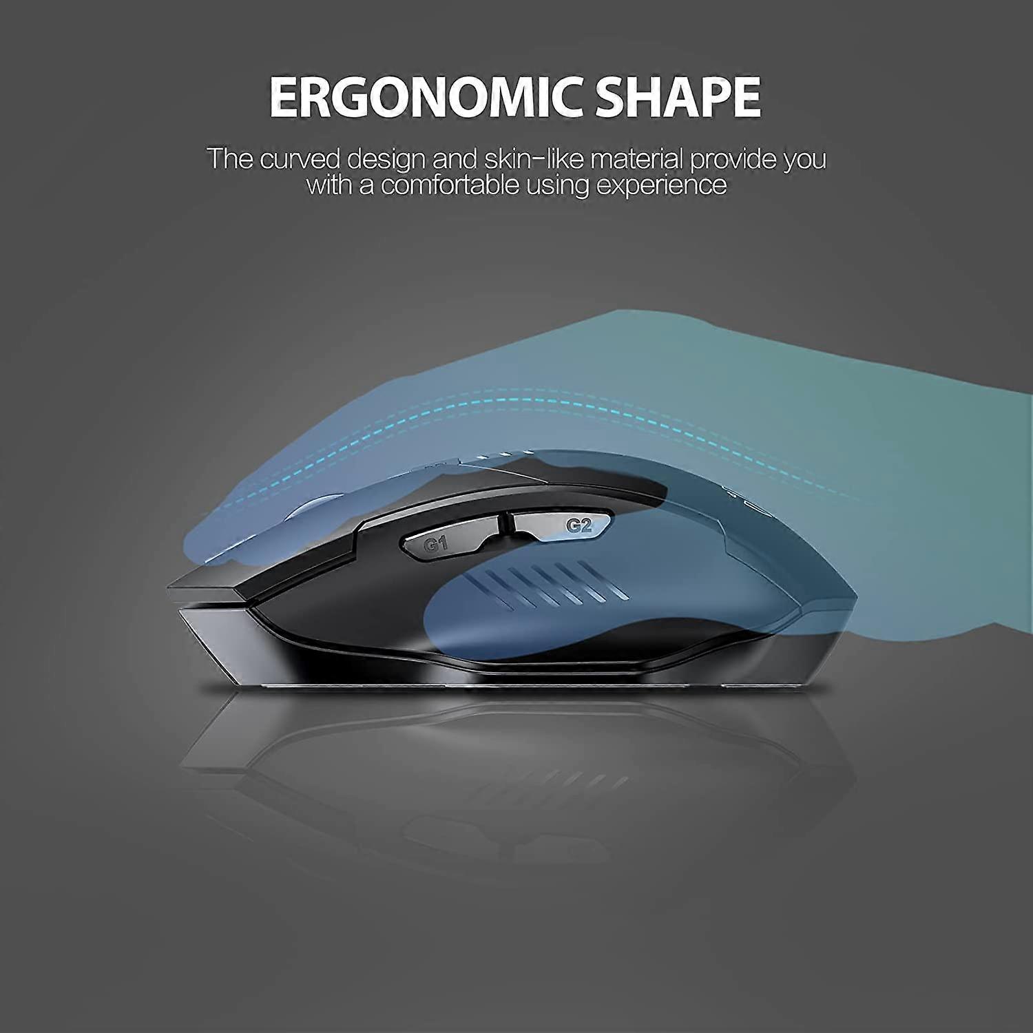 Wireless Mouse, [Upgraded: Battery Level Visible] Large Ergonomic ...