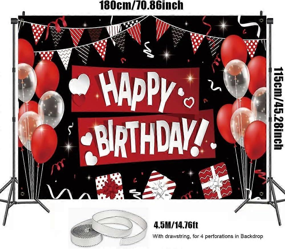 Red Birthday Backdrop Banner, Extra Large Happy Birthday Backdrop ...