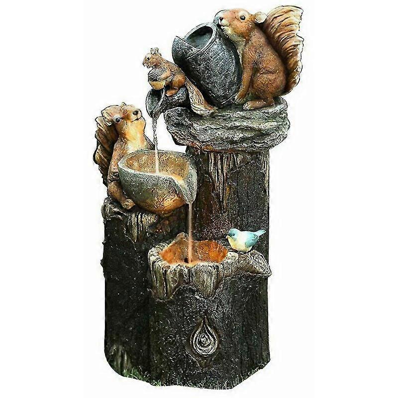 Solar-Powered Squirrel Water Feature - Outdoor/Indoor Fountain Statue ...