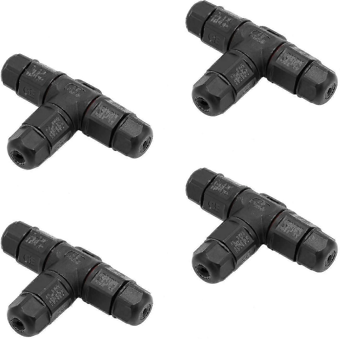 Set Of 4 Waterproof Ip68 T-junction Box 3-pole Cable Connectors | Fruugo UK