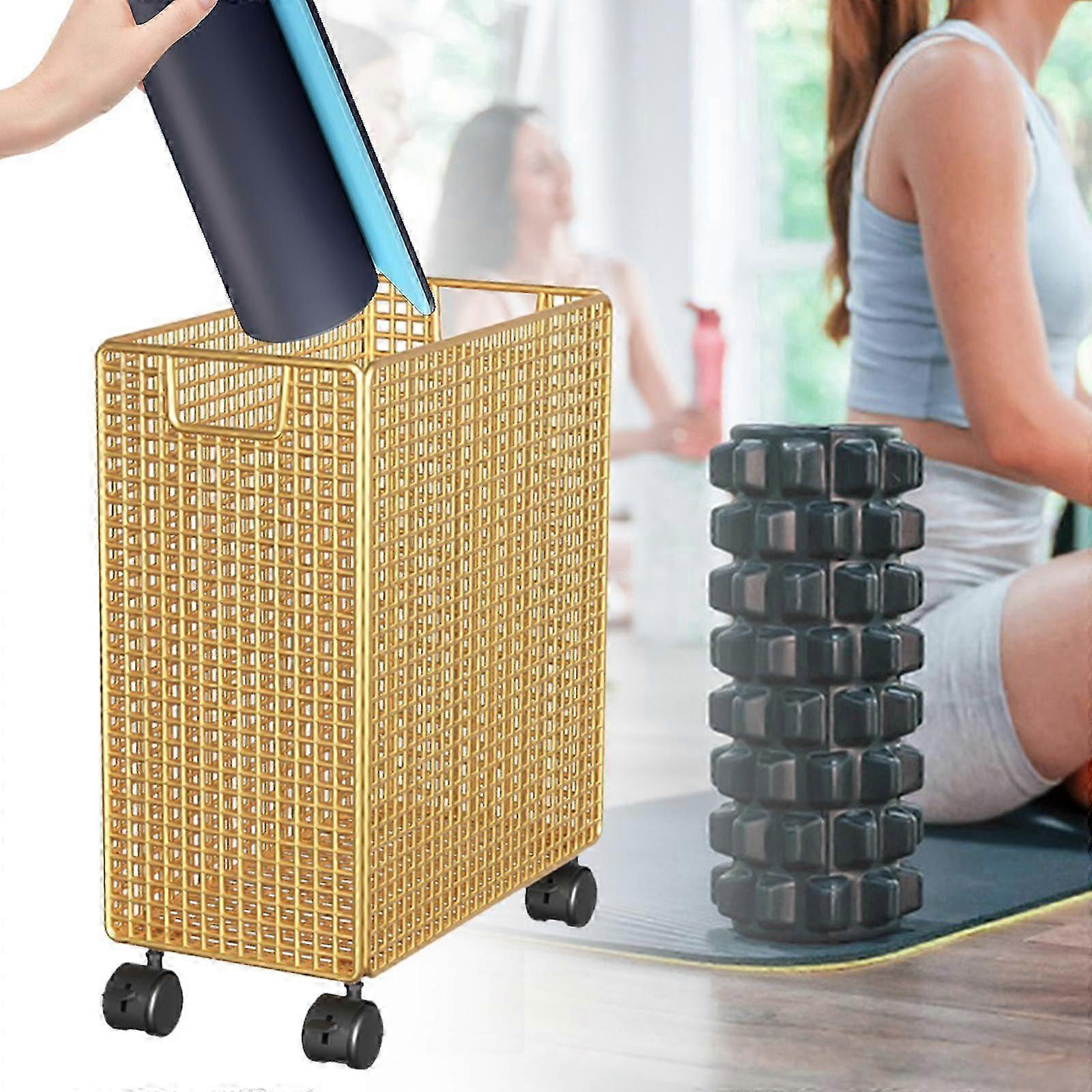 Rolling Yoga Mat Storage Rack Home Gym Storage Rack Wheeled Portable ...
