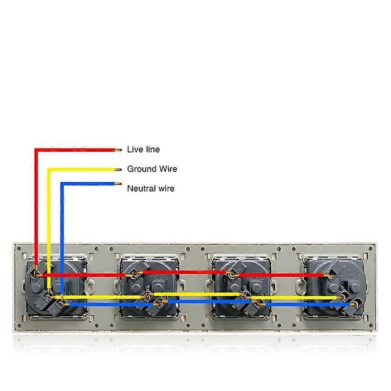 Eu Plug Power 4 Way Sockets 16A 250V Wall 4 Gang Outlets White Glass ...
