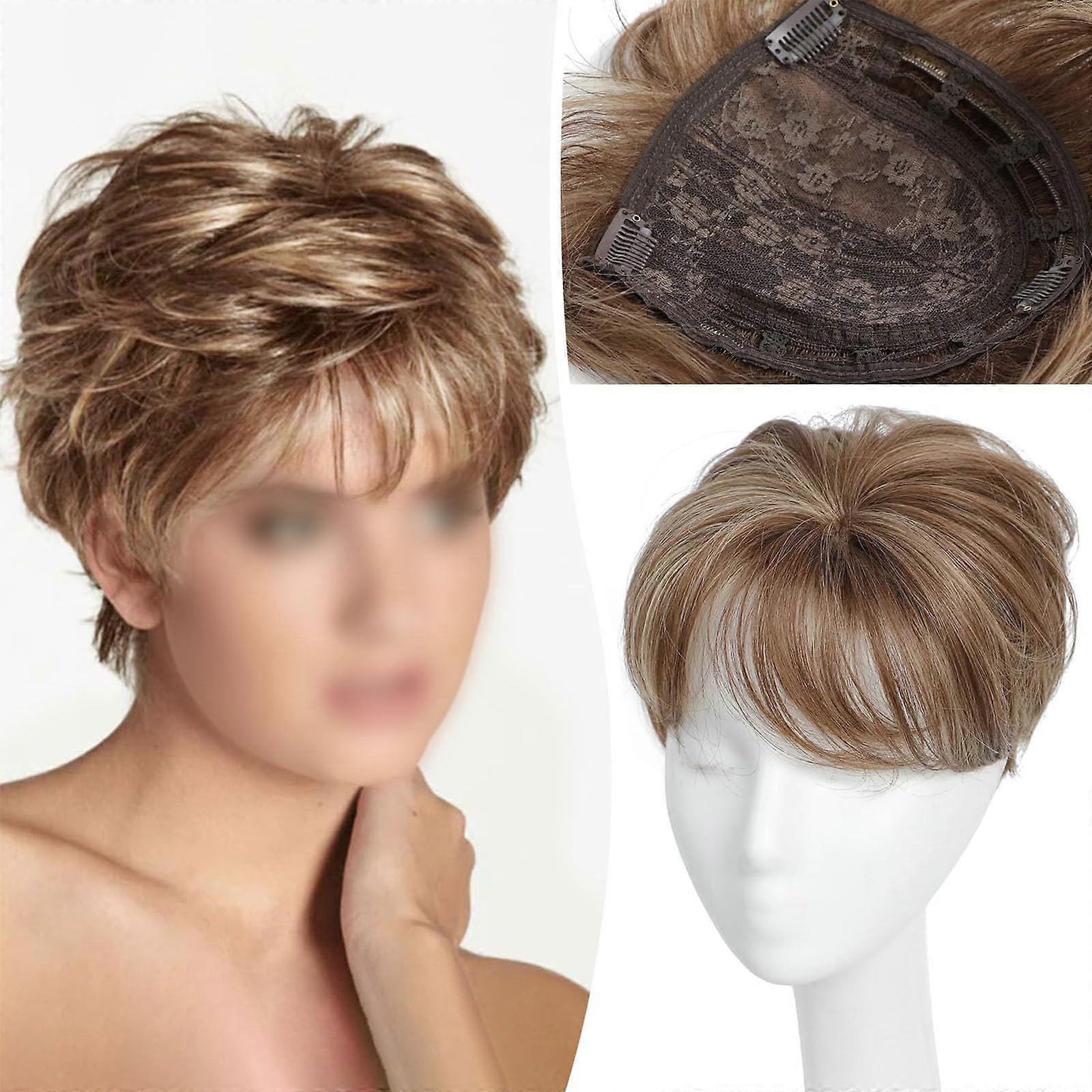 Hair Toppers with Bangs for Women Short Curly Hair Toupee Large Base ...