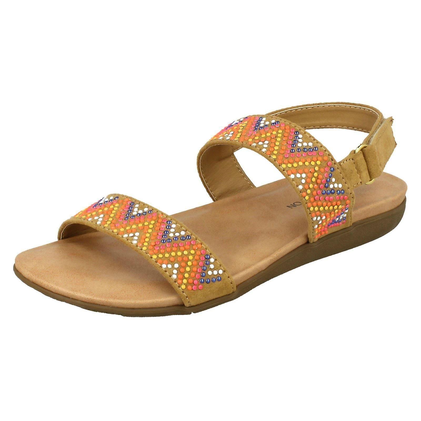 Girls Spot On Flat Aztec Slingback Sandals H0247