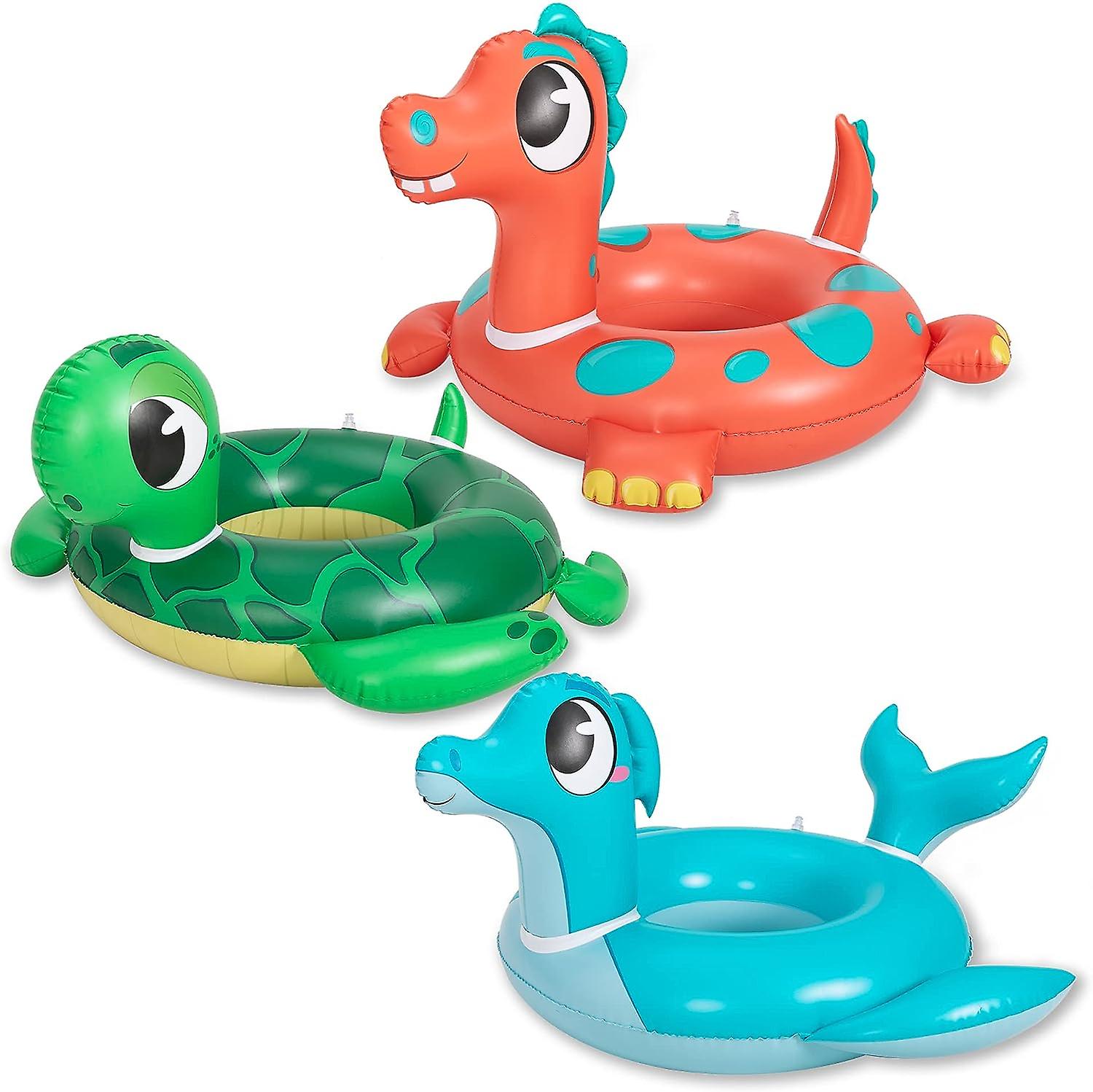 Joyin 32" 3 Pack Inflatable Pool Tubes Pool Floats, Dinosaur & Sea ...