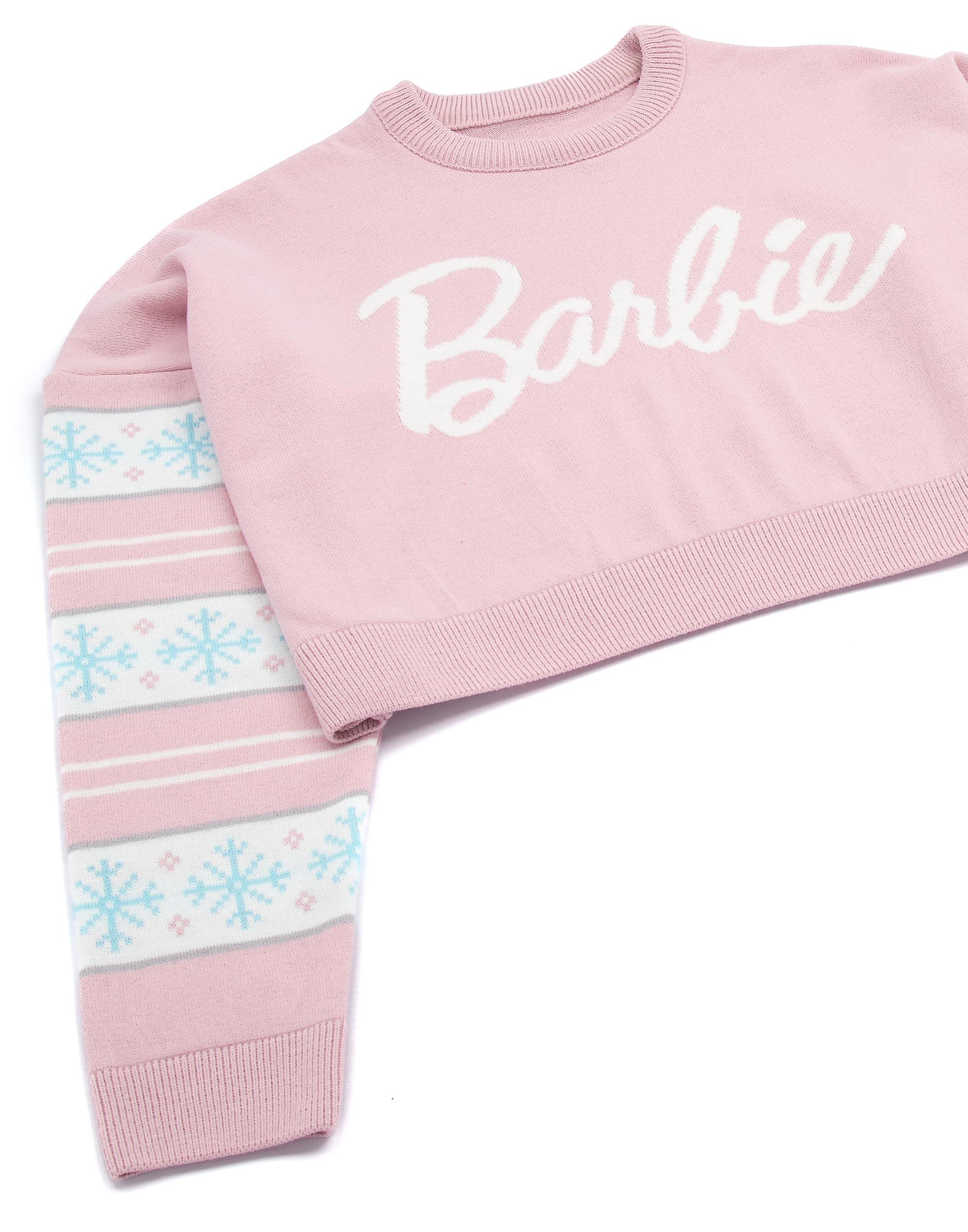 Barbie Womens Christmas Jumper Pink Barbie Logo | Fruugo UK