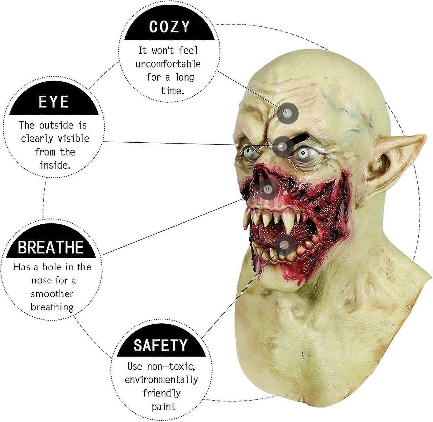 Vampire Mask Scary Monster Horror Mask Halloween Costume Party Demon ...