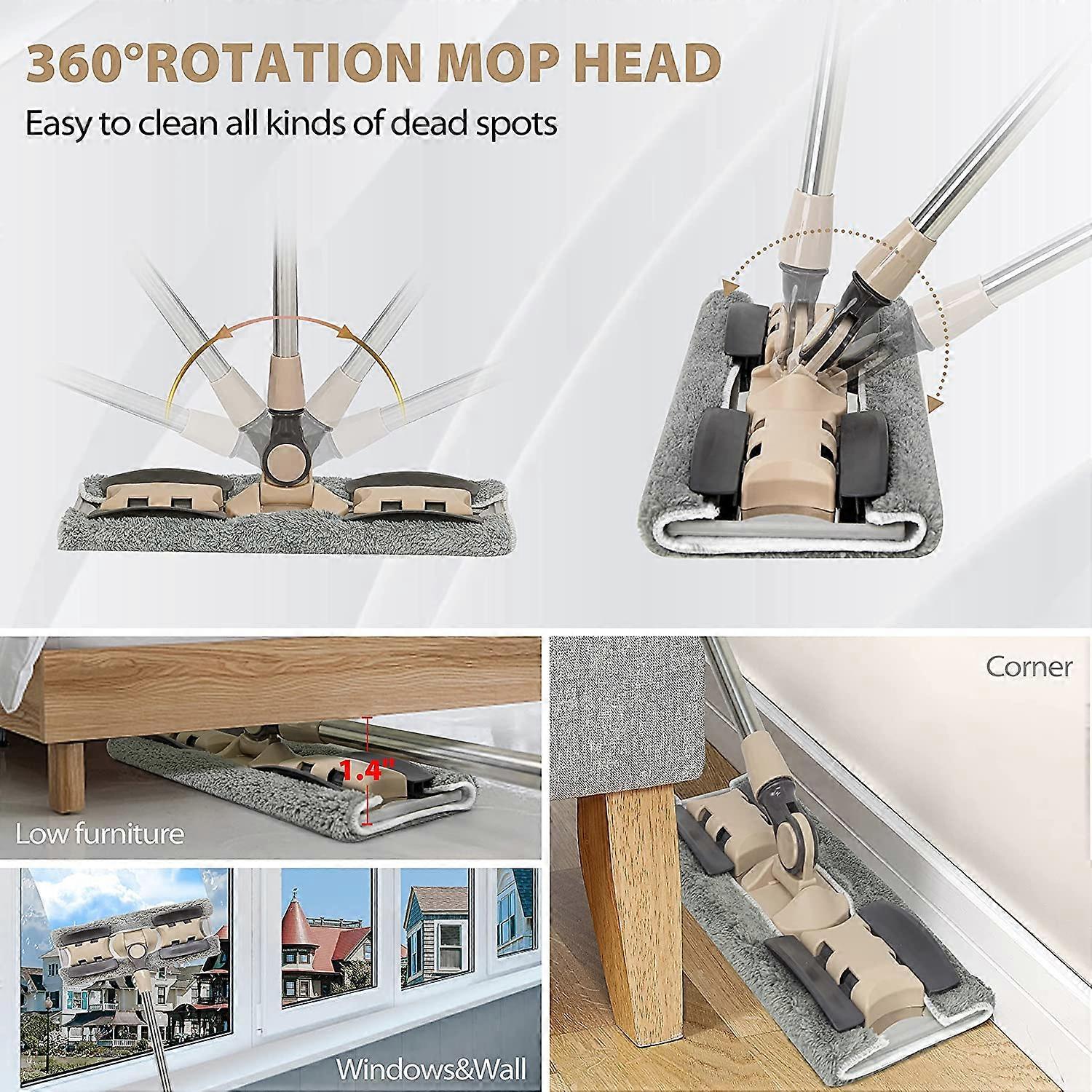 Professional Microfiber Hardwood Floor Mop, Flat Mops with 5 Pieces ...