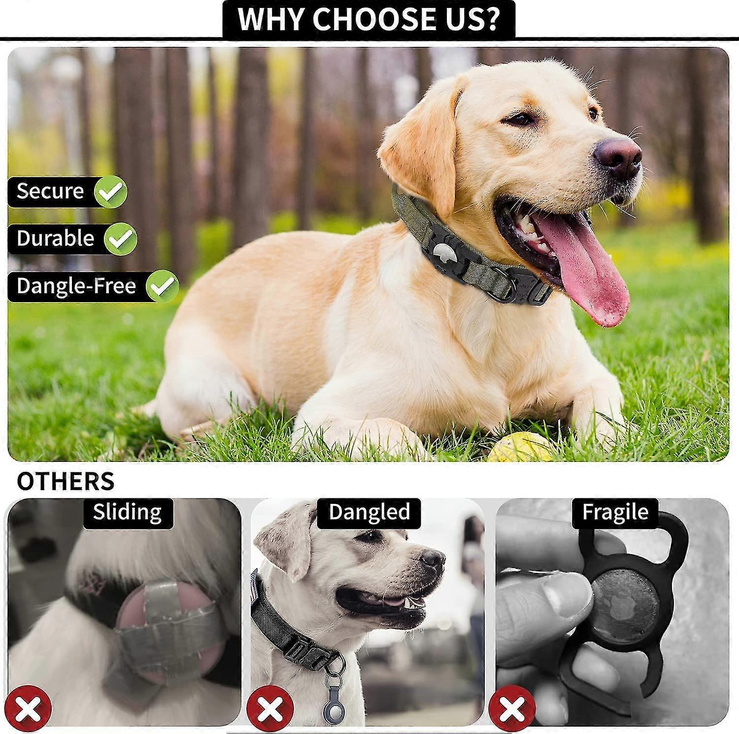 Tactical Airtag Dog Collar, Heavy Duty Air Tag Dog Collar, Military Dog ...