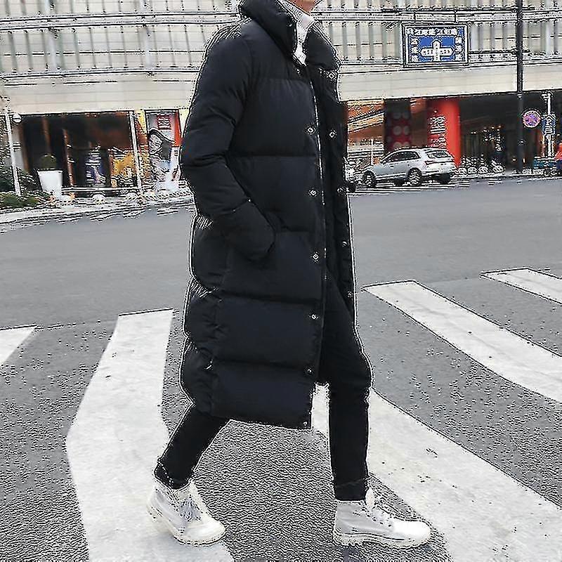 Mens Long Down Jacket Coat Luxury Winter Solid Black Parkas Men Plus ...