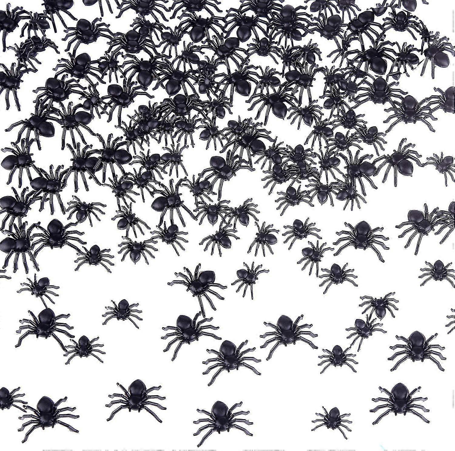 200pcs Mini Realistic Spiders Plastic Fake Spider Halloween Party Prank ...