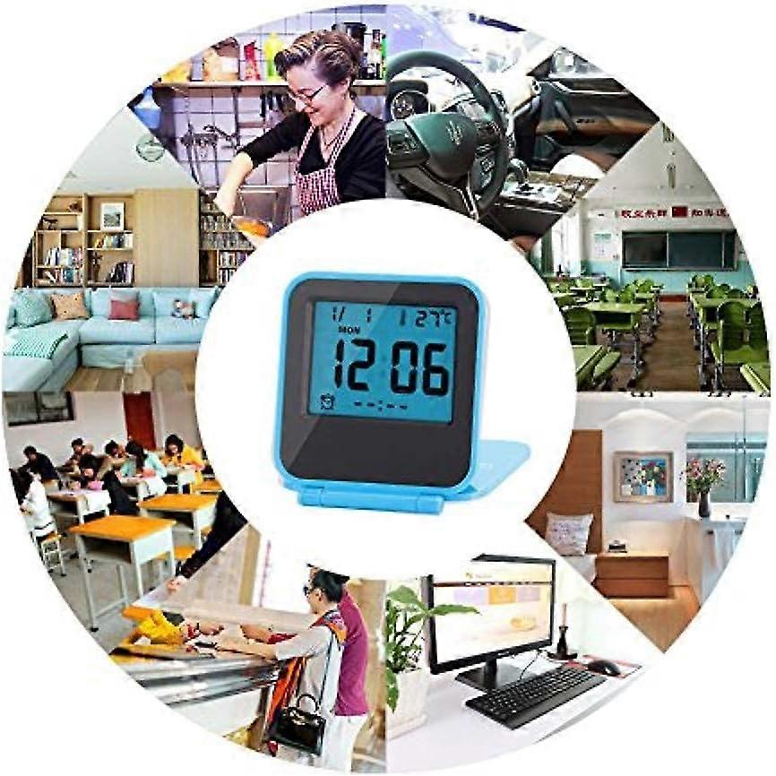 Mini Digital Alarm Clock Folding Multifunctional Portable LED Morning ...
