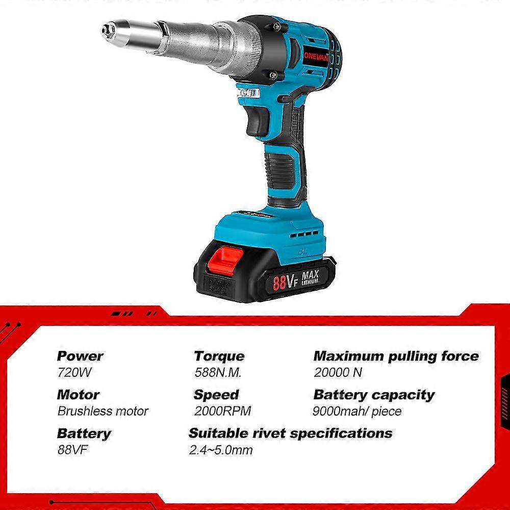 Onevan 720w 20000n Brushless Electric Rivet Gun Cordless Rivet Nut Gun ...