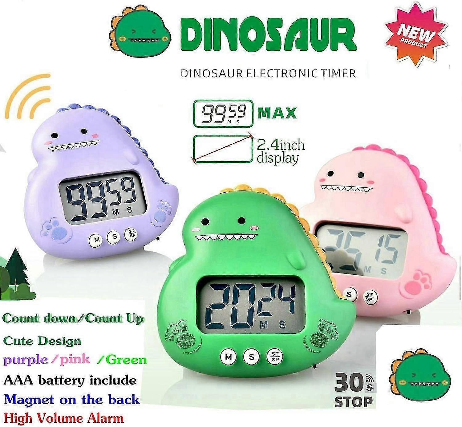 Cute Dinosaur Timer For Kids, Digital Kitchen Timer With Large 2.4-inch ...