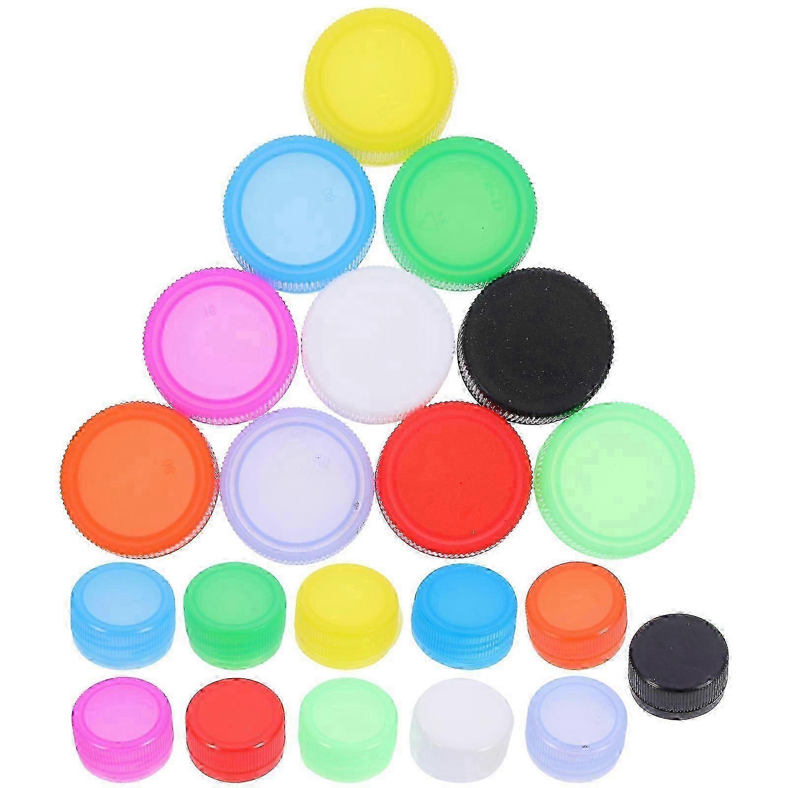 100 Pcs Plastic Bottle Caps for DIY Crafts, Kids Art Projects, Bulk PE ...