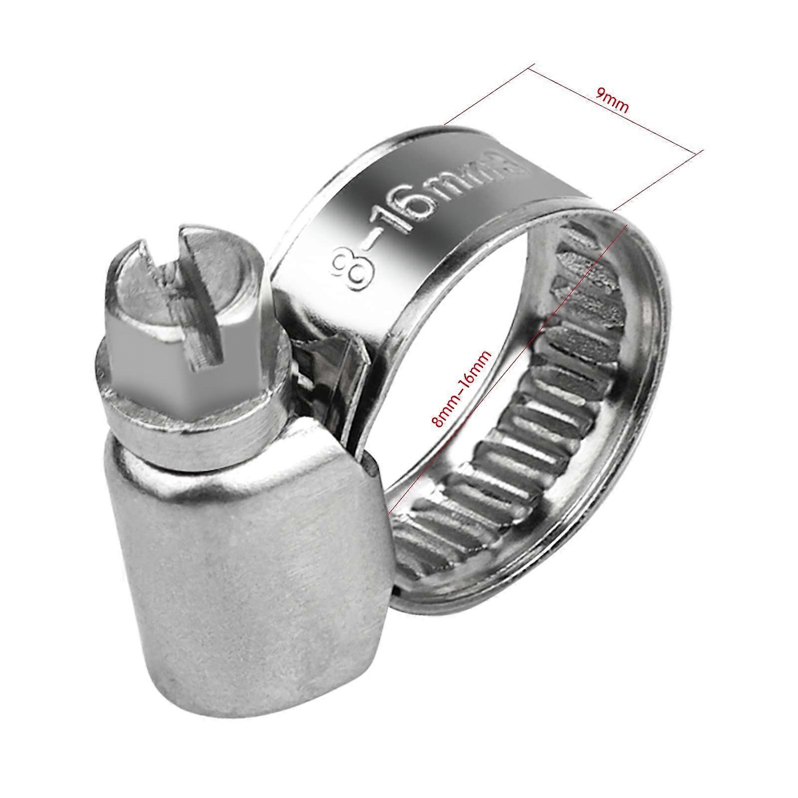 10 Pcs 8-16mm Adjustable Stainless Steel Hose Clamps for Securing Hose ...