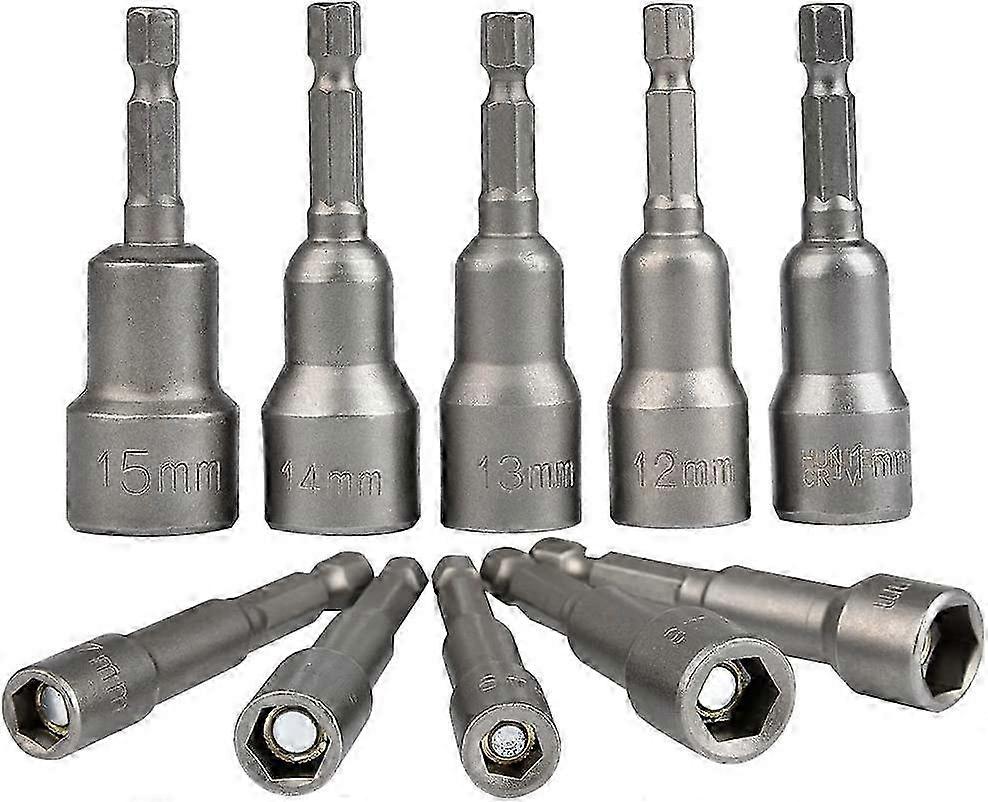 10Pcs Magnetic Hex Socket Set 6-15mm Impact Driver, Magnetic Hex Socket Wrenches Set 1/4 Hex ...
