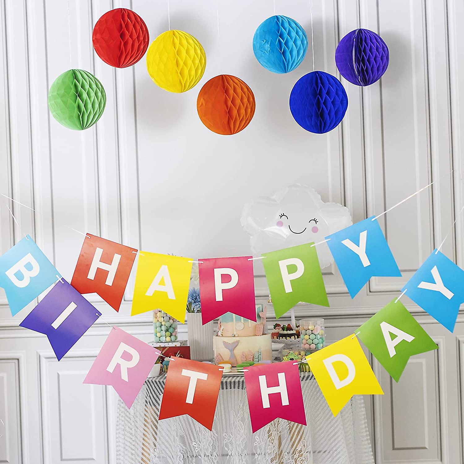 Rainbow Happy Birthday Banner Happy Birthday Sign Multicolor Birthday ...