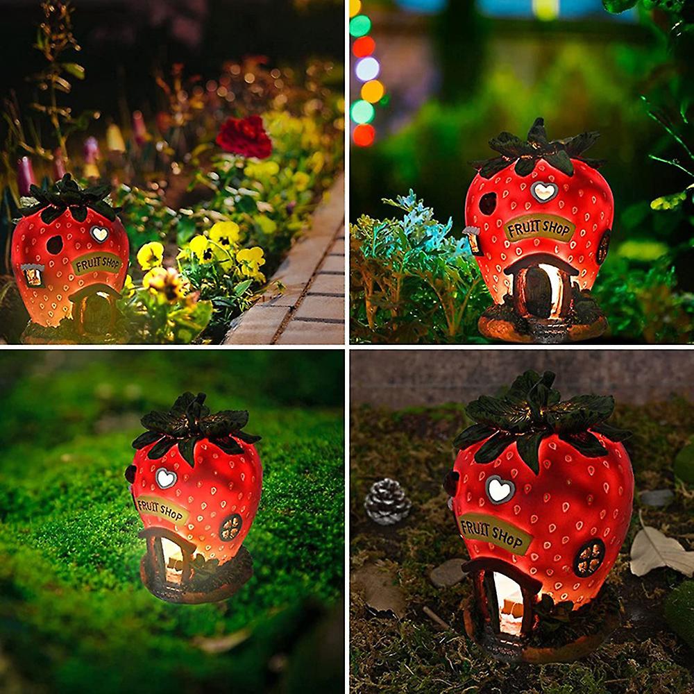 Outdoor Lights Pineappl Strawberry Fairy House Solar Powered LED Garden ...