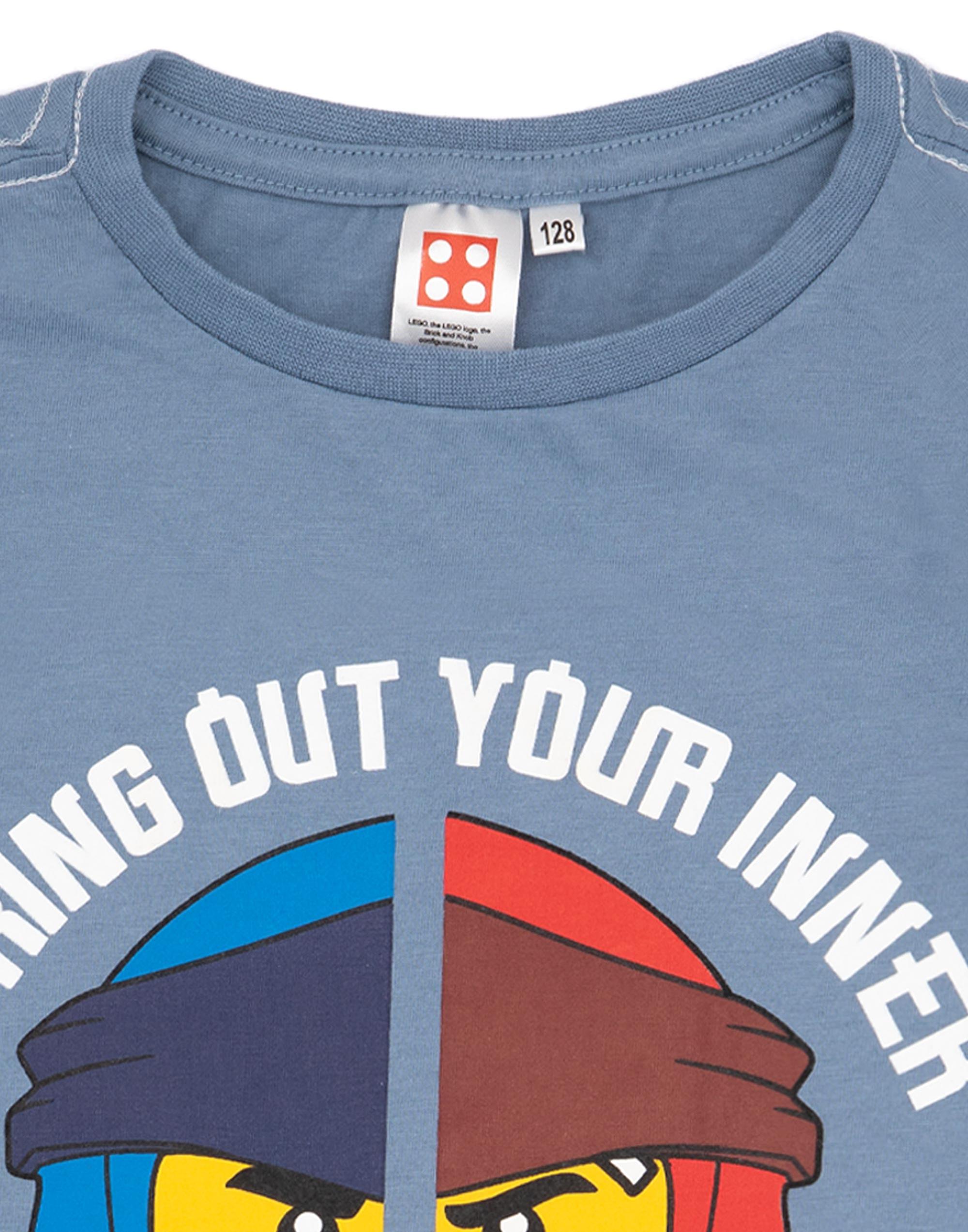 LEGO Boys Short Sleeved T-Shirt Blue Ninja Warrior Placement Print ...