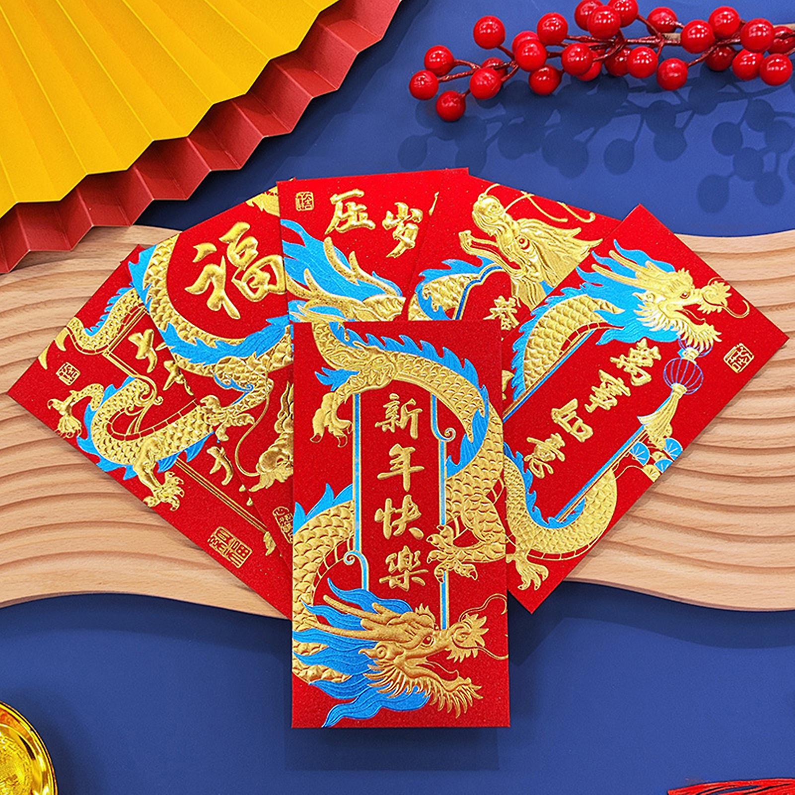 30Pcs Chinese Red Envelopes Cartoon Design 2024 Year of The Dragon ...