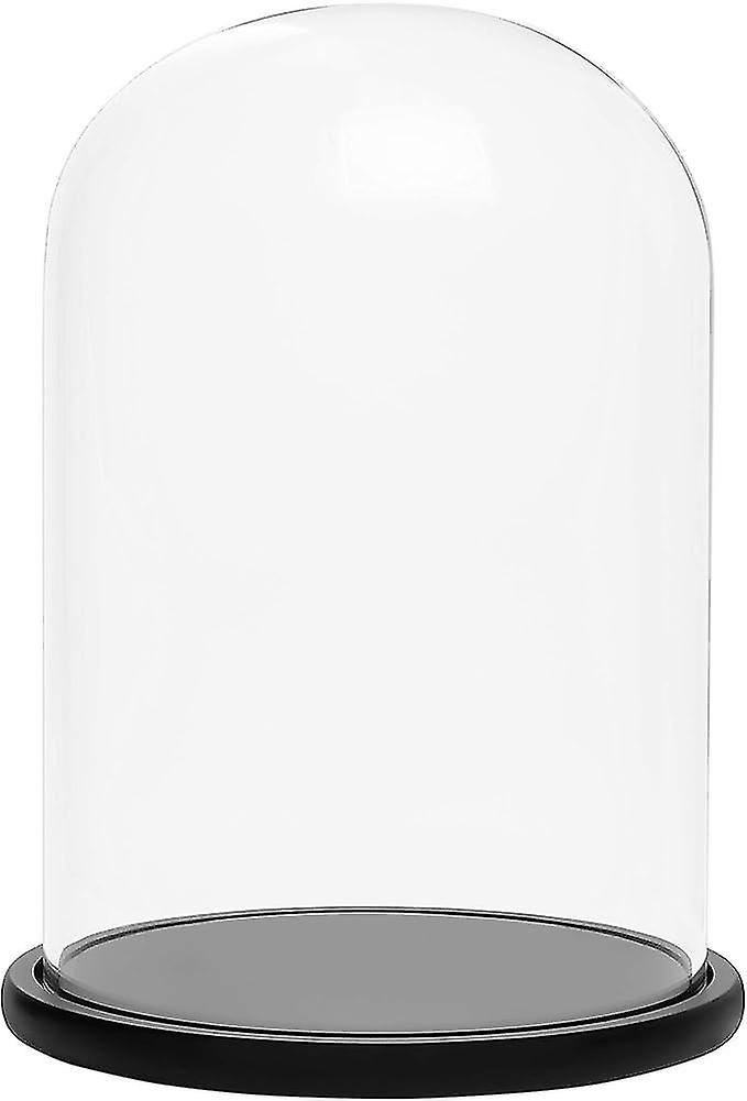 Black Wooden Base 20 Cm - Transparent Decorative Glass Cloche With ...