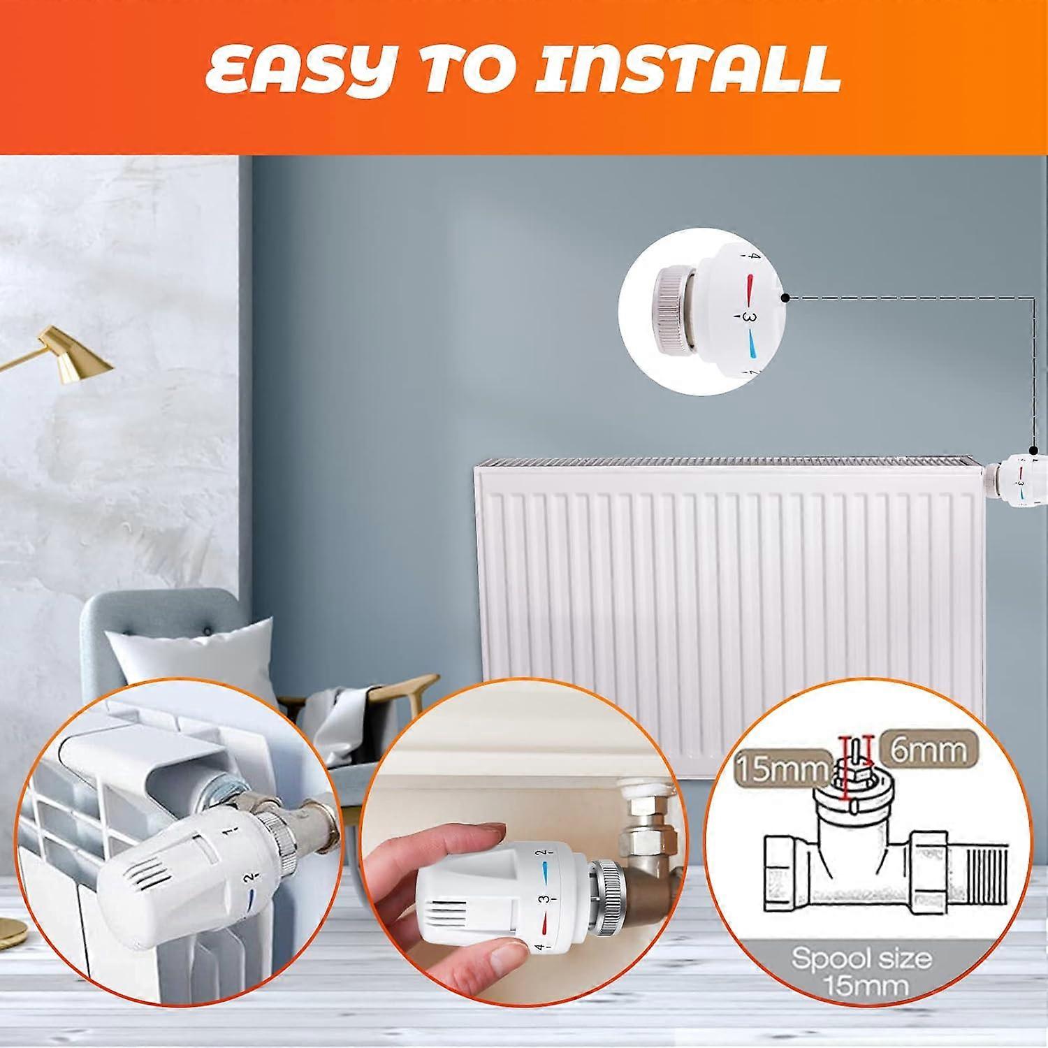 Thermostatic Head, 4 Pieces Thermostat, Standard Radiator Valve ...