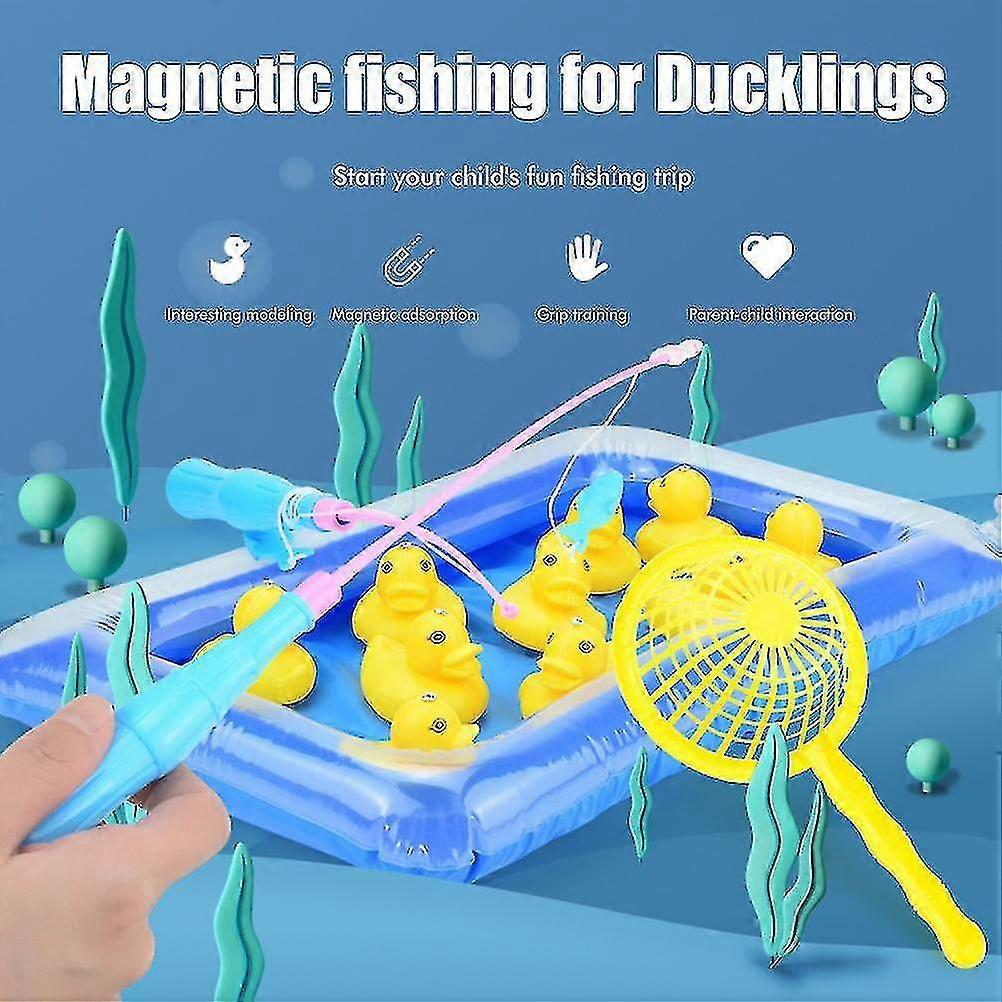 Pool Duck Fishing Toys Games Magnetic Floating Toy Inflatable Pond ...
