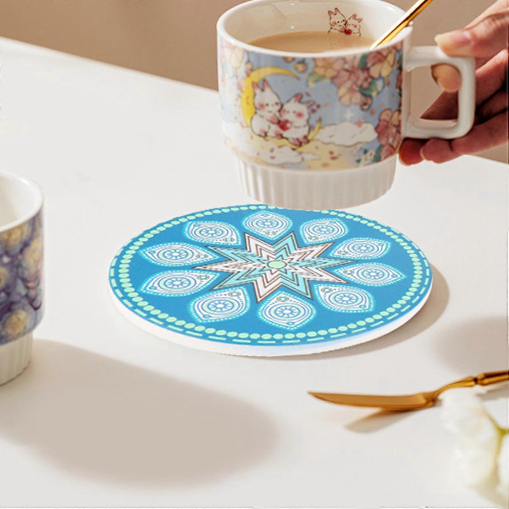 Coasters for Drinks, 8 Absorbent Stone Coasters for Wooden Table ...